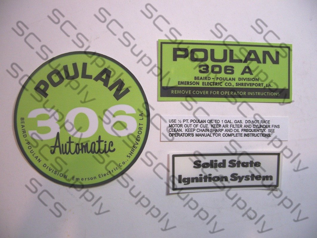 Poulan 306A (solid state version) decal set – Sugar Creek Supply