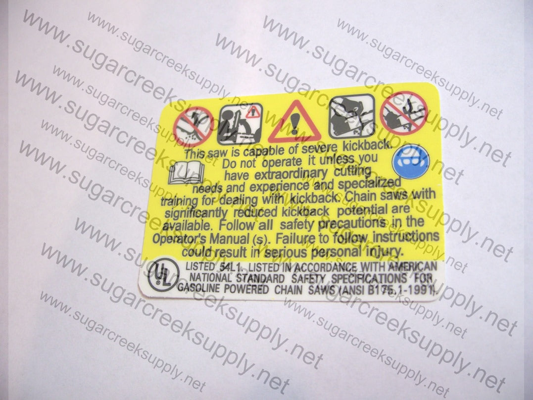 Husqvarna 288XP Lite yellow/white UL decal – Sugar Creek Supply