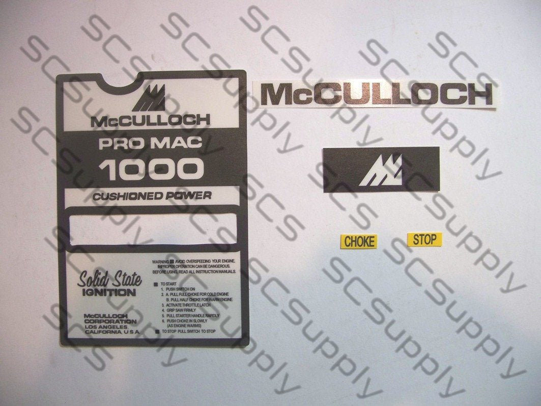 McCulloch Pro Mac 1000 decal set – Sugar Creek Supply