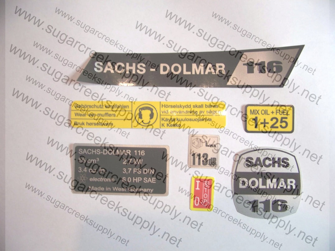 Sachs Dolmar 116 decal set – Sugar Creek Supply