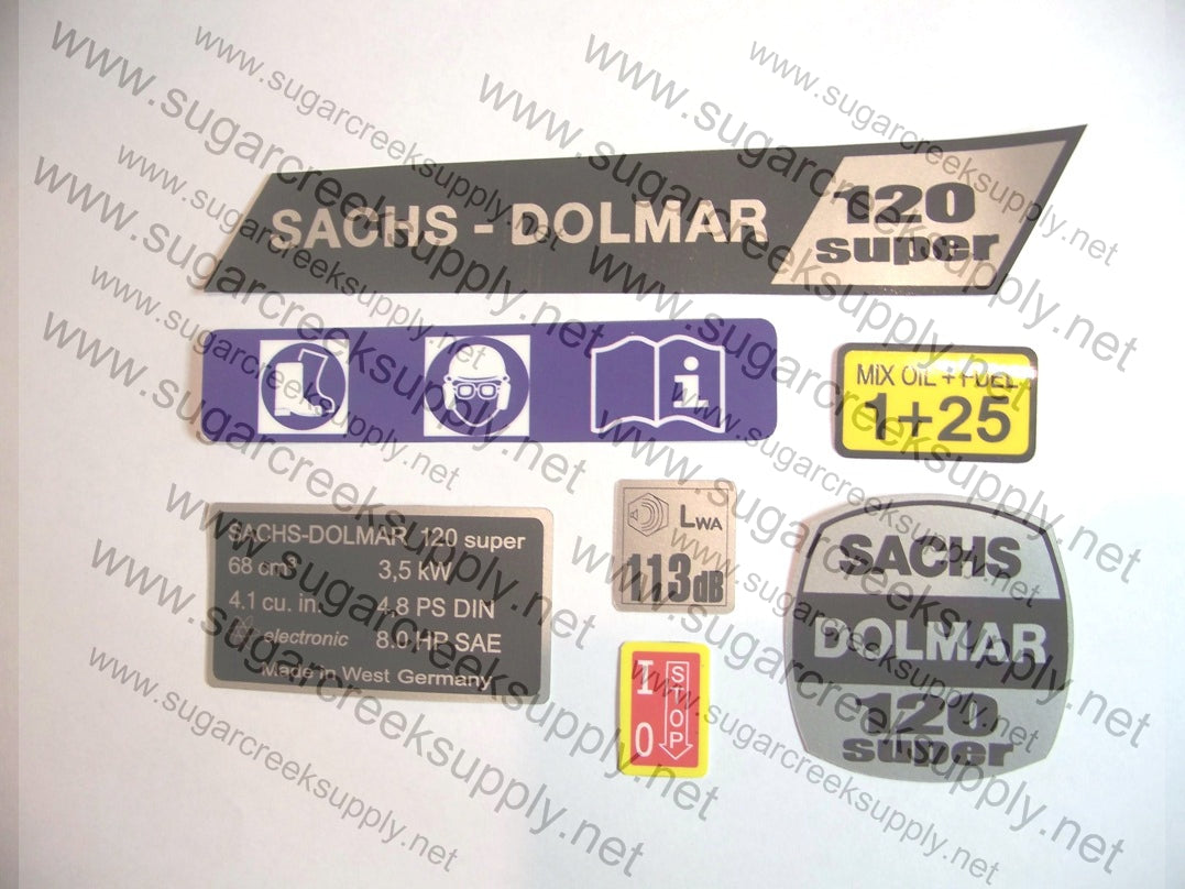 Sachs Dolmar 120 Super decal set – Sugar Creek Supply