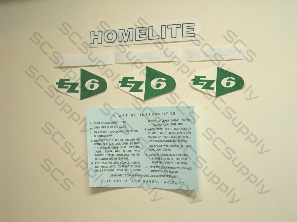 Homelite EZ-6 decal set – Sugar Creek Supply